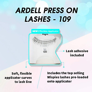 Ardell False Eyelashes Press On Lash with Adhesive Pipette 109 Black 4 pack