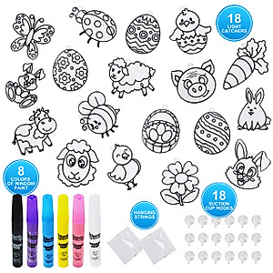 Klever Kits 18 Pcs Easter Suncatchers Crafts Set, Suncatcher Window Art Craft Kit for Kids Art & Home School Activities Party Favor Easter Party Supplies