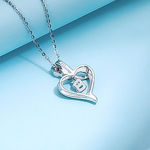 AGVANA Sterling Silver Initial Necklaces for Her Rose Flower Heart Letter B Pendant Initial Necklace Jewelry Anniversary Birthday Gifts for Women Mom Wife