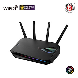 ASUS ROG Strix GS-AX5400 WiFi 6 Extendable Gaming Router, Gaming Port, Mobile Game Mode, Port Forwarding, VPN Fusion, Aura RGB, Subscription-free Network Security, Instant Guard, AiMesh Compatible