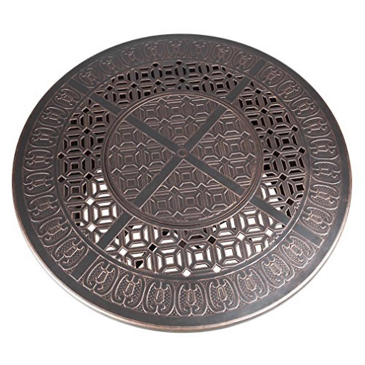 Fire Sense 62262 Dynasty Art Deco Aluminum Convertible Gas Fire Pit Table 55,000 BTU Multi-Functional Outdoor with Fire Bowl Lid, Nylon Weather Cover & Clear Fire Glass - Bronze Finish - Round - 44"