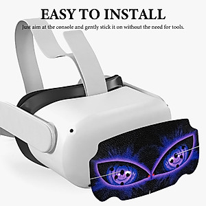 Geekria VR Headset & Controller Handle Skin Compatible with Oculus Meta Quest 2 Protective Cover, Protective Durable Scratch Resistant Quest 2 Sticker Purple Eyes