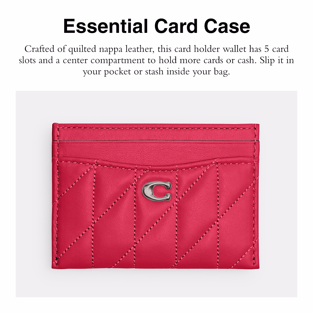 Coach Essential Card Case, Dragonfruit