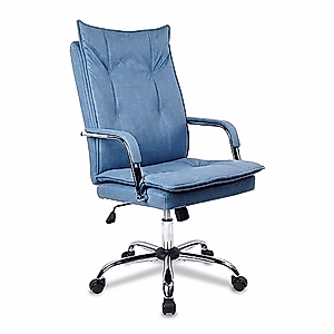 CLATINA Ergonomic Office Chair,High Back Computer Desk Chair with Armrest PU Leather Fabric Double Padded Cushion Adjustable Height Swivel Office Home (Blue)
