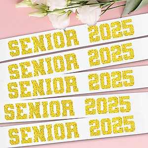 Generic 8 Pcs White Senior 2025 Sashes with Gold Glitter Letters - Graduation Celebration sash, Senior Sashes Class of 2025, Senior Cheer Sash, Class Competition Sashes, Graduation Party Supplies