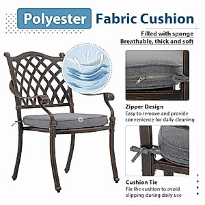 JOIVI 3 Piece Patio Furniture Dining Set, Cast Aluminum Outdoor Dining Chairs and Table Set with Umbrella Hole, Stackable Chairs, Antique Bronze Patio Bistro Set for Balcony, Lawn, Garden, Backyard