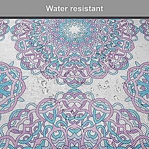 Ambesonne Mandala Chair Seating Cushion, Yoga Cultural Ornaments in Pastel Colors Entangled Lines Flowers, Anti-Slip Seat Padding for Kitchen & Patio, 16"x16", Lilac Blue White