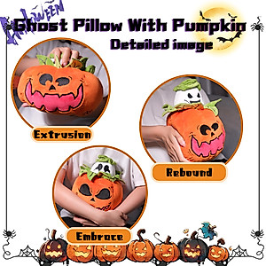 Christmas Ghost Pumpkin Plush,Pumpkin Plush Combined With Ghost Plush Toy,Soft Ghost Pillow With Pumpkin for Kids - Two-sided Plush - Halloween Decor Hugging Stuffed Ghost toys Gifts for Girls Boys
