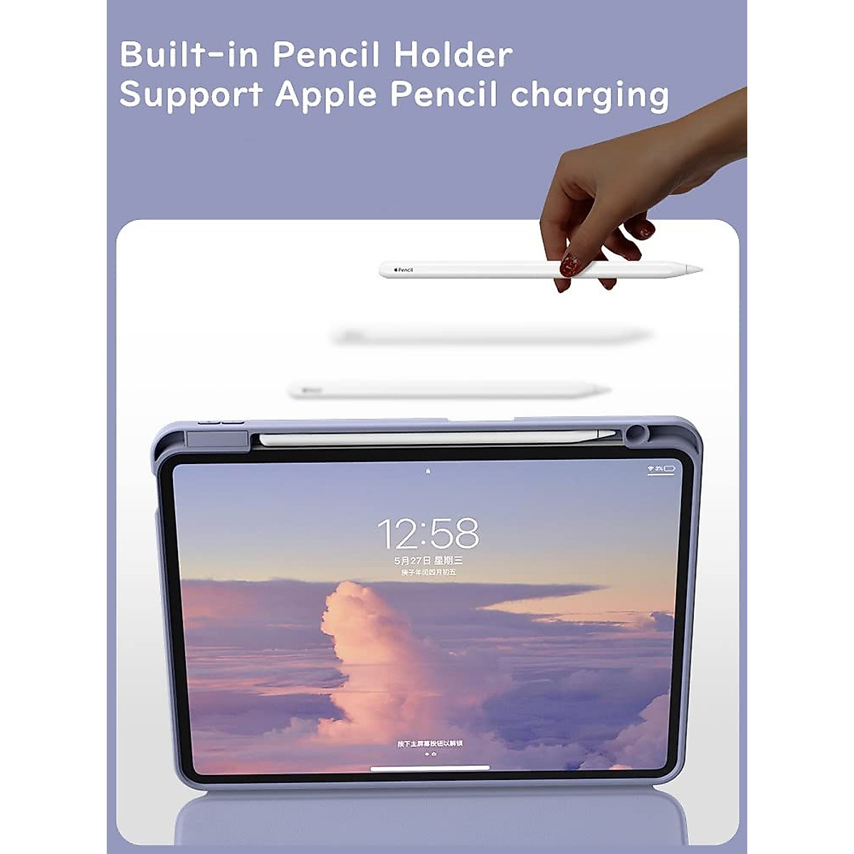 HENGHUI Magnetic iPad 10th Generation Keyboard Case with Touchpad Cute Color Keyboard Vertical Stand Movable Clear Back Case Detachable Keyboard (Dark Pink)