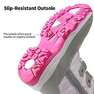 DREAM PAIRS Girls Snow Boots Warm Cozy Anti-Slip Lightweight Mid Calf Faux Fur Lining Winter Shoes for Little/Big Kids,Size 9 Toddler,Grey/Pink,Nordic