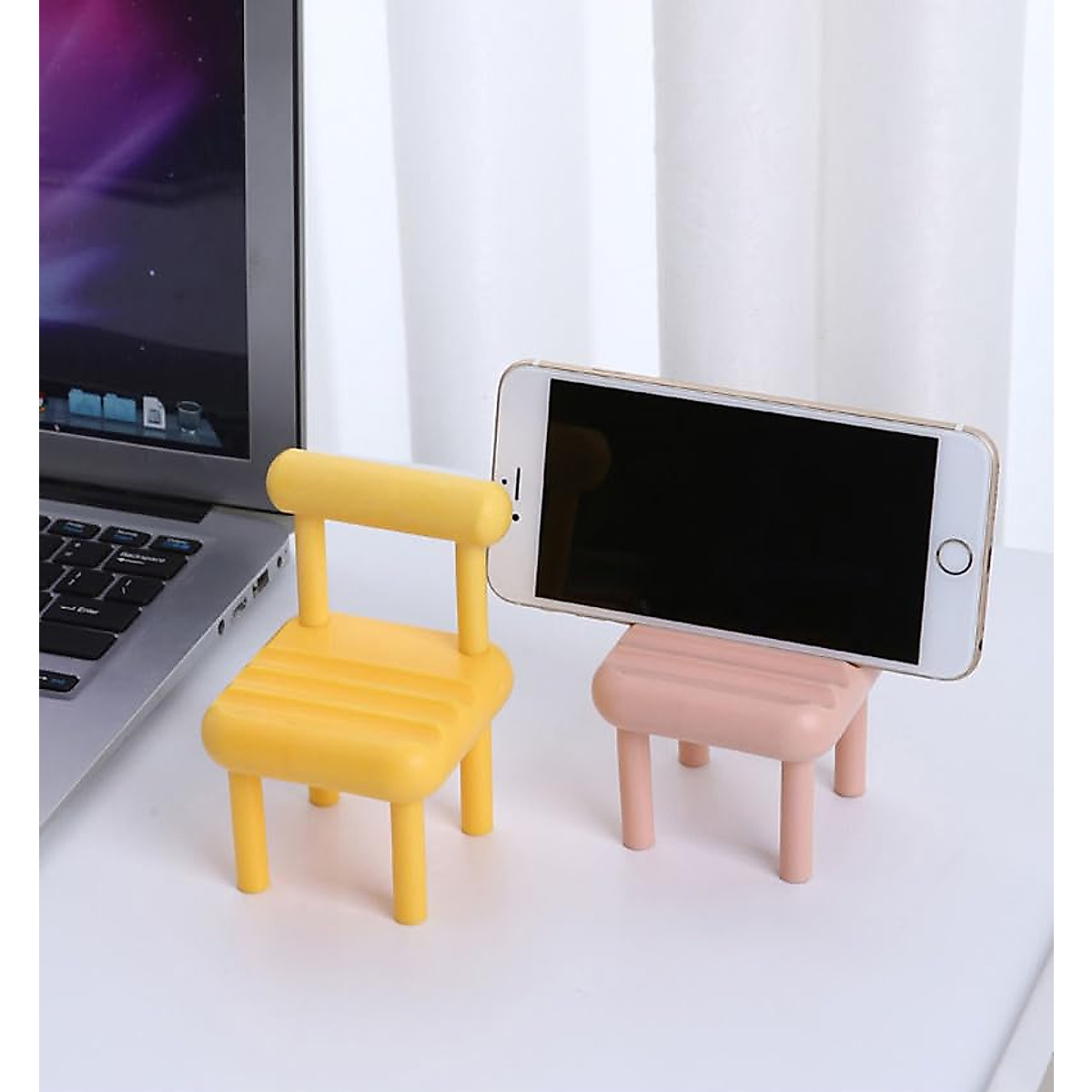 DIY Mini Chair Cell Phone Stand, Candy Color Mobile Phone Holder, Multi-Angle Chair Shape Table Phone Bracket, Compatible with All Mobile Phones, PP Material and Well Made (Pink) -1 Pack