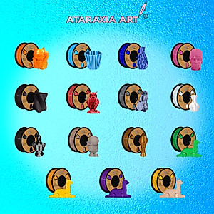 ATARAXIA ART PETG Filament 1.75mm, Black 3D Printer Filaments, 1Kg/2.2lb Tidy Winded Spools, Dimensional Accuracy +/-0.02mm, with Filament Storage Vacuum Bags, Fit FDM 3D Printers, PETG Black 1.75mm