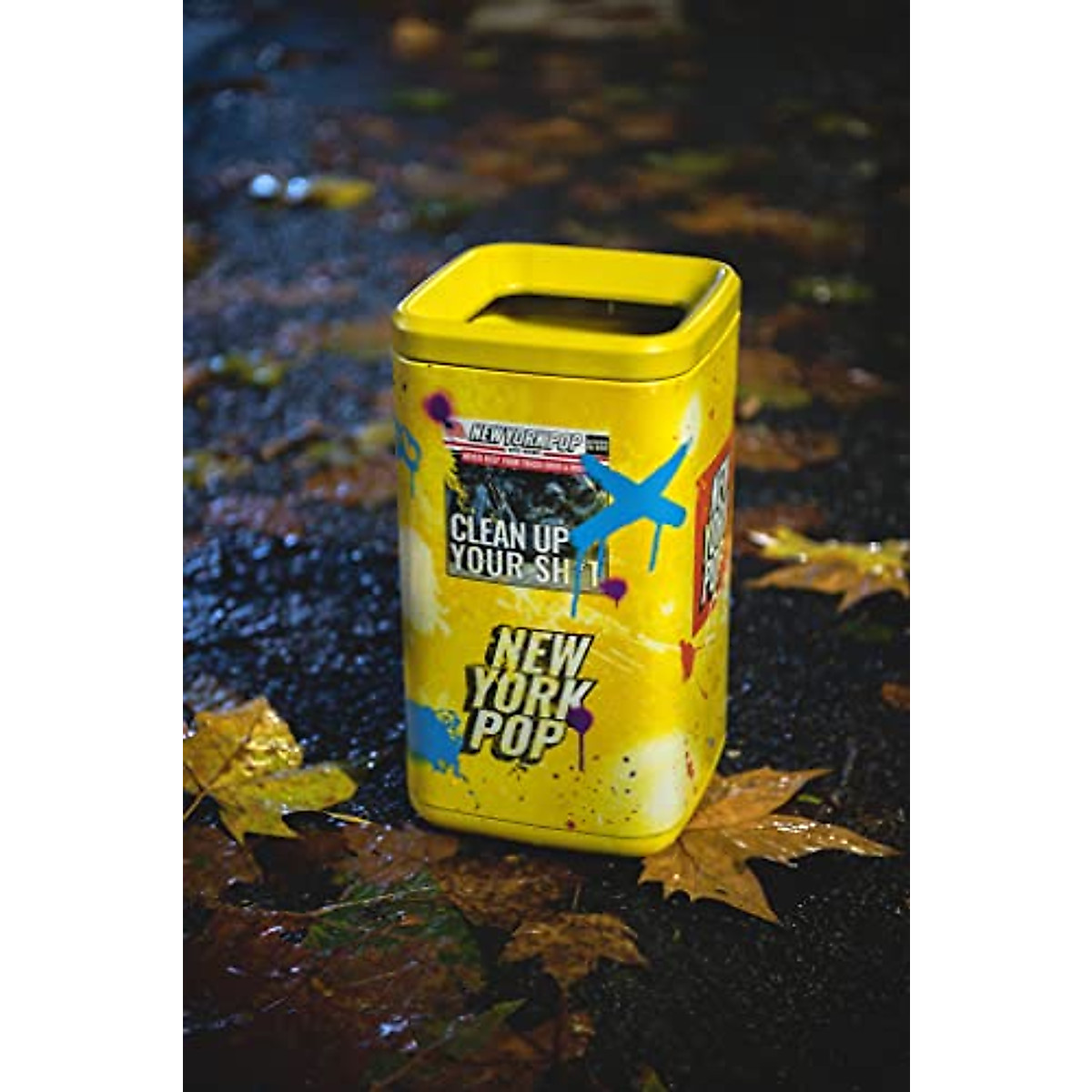 Cussso Decorative 1.8 Gallon Trash Can Waste Bin for Home, Office, Bathroom - Stylish Design Collector's BIN for Any Interior Décor (Yellow - New York Pop)