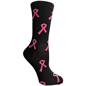 60 Pairs of Pink Ribbon Breast Cancer Awareness Ankle/Crew Socks for Women (Assorted (Crew))
