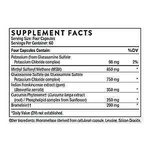 Thorne Joint Support Nutrients - Glucosamine and MSM with Curcumin, Bromelain, and Boswellia for Joint Support - 240 Capsules