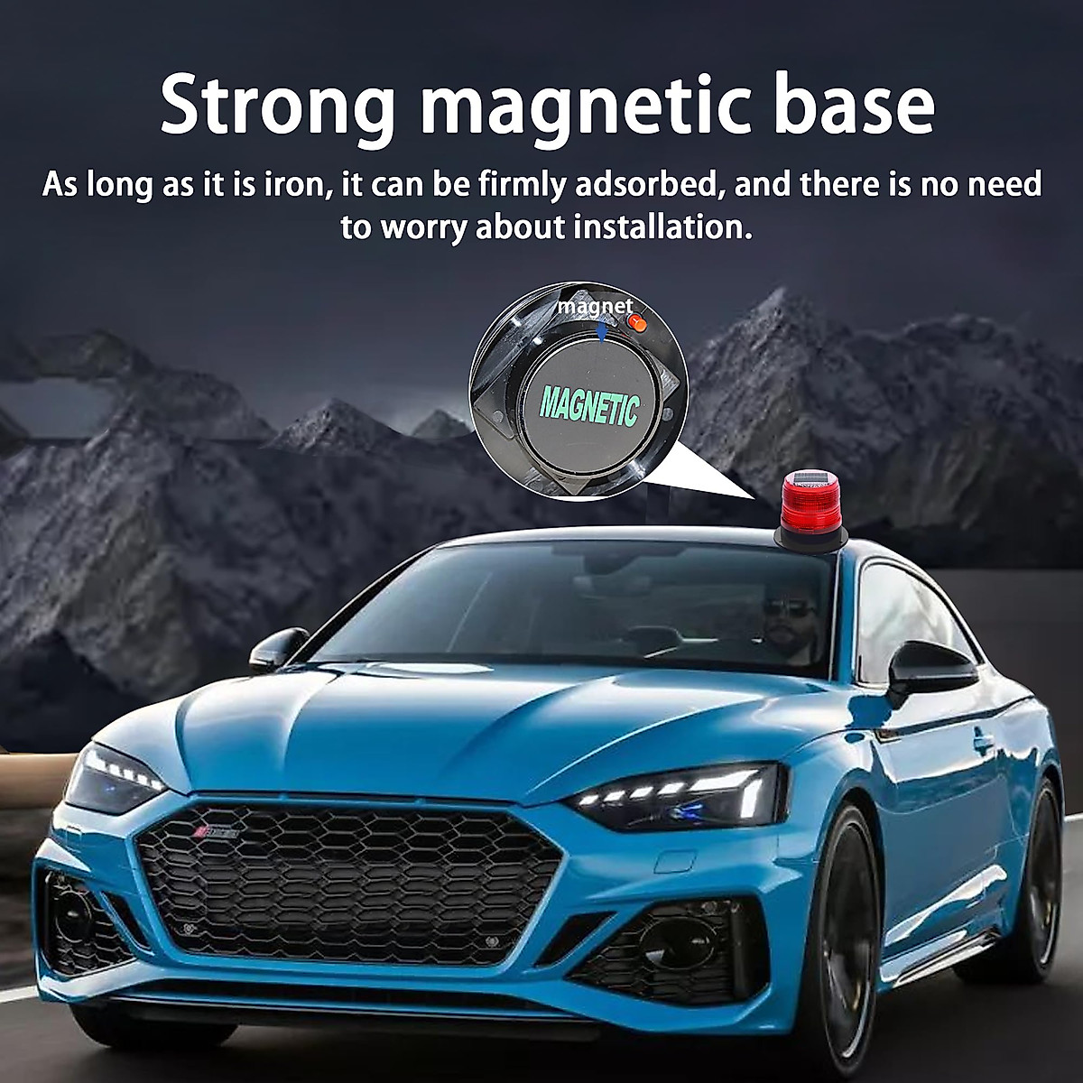 QXMH Solar Strobe Warning Light: Strong Magnetic Base Waterproof Traffic Light,Solar Safety Flashing LED Lamp for Construction, Traffic, Factory, Safety Sign, Crane Tower, Boat Navigation (Red)