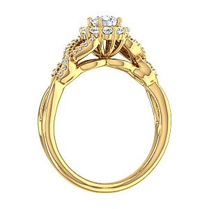 FINEROCK 1/2 Carat Prong Set Diamond Twisted Engagement Ring in 14K Yellow Gold (Ring Size 5.25)