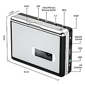 Reshow Portable Cassette Player, Best Overall Standalone USB Cassette to MP3 Converter, Audio Music Cassette Tape to Digital Converter Player (White)
