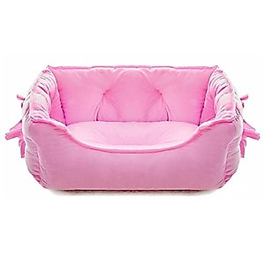 pawstrip Cute Princess Dog Bed, Soft Breathable Bowknot Pet Cat Cushion for Small Dogs, Waterproof Bottom, Self-Warming, Machine Washable (Pink)