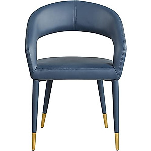 Meridian Furniture Destiny Collection Modern | Contemporary Faux Leather Upholstered Rounded Back Dining Chair, 23" W x 23" D x 31.5" H, Navy