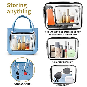 Generic 6Pack Clear Inserts Pouch Compatible for Bogg Bag, Hooks & Key Chain Holder for Beach Bogg Bags, Organize Valuables Accessories for Bogg Bags