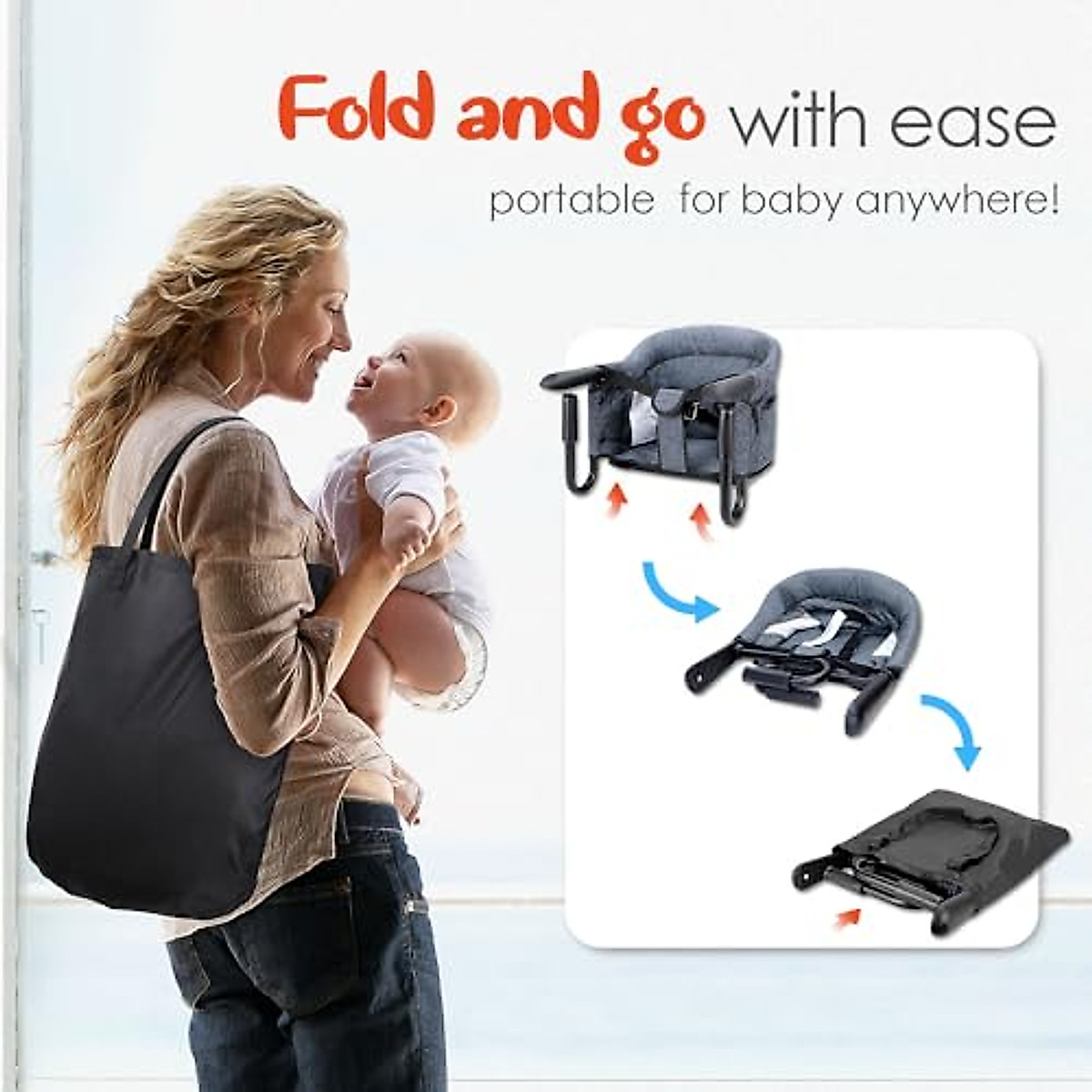Hook On Chair,Portable High Chair with Storage Bag - Hook On, Clip On, and Fast Table Chair with Removable Seat for Home and Travel