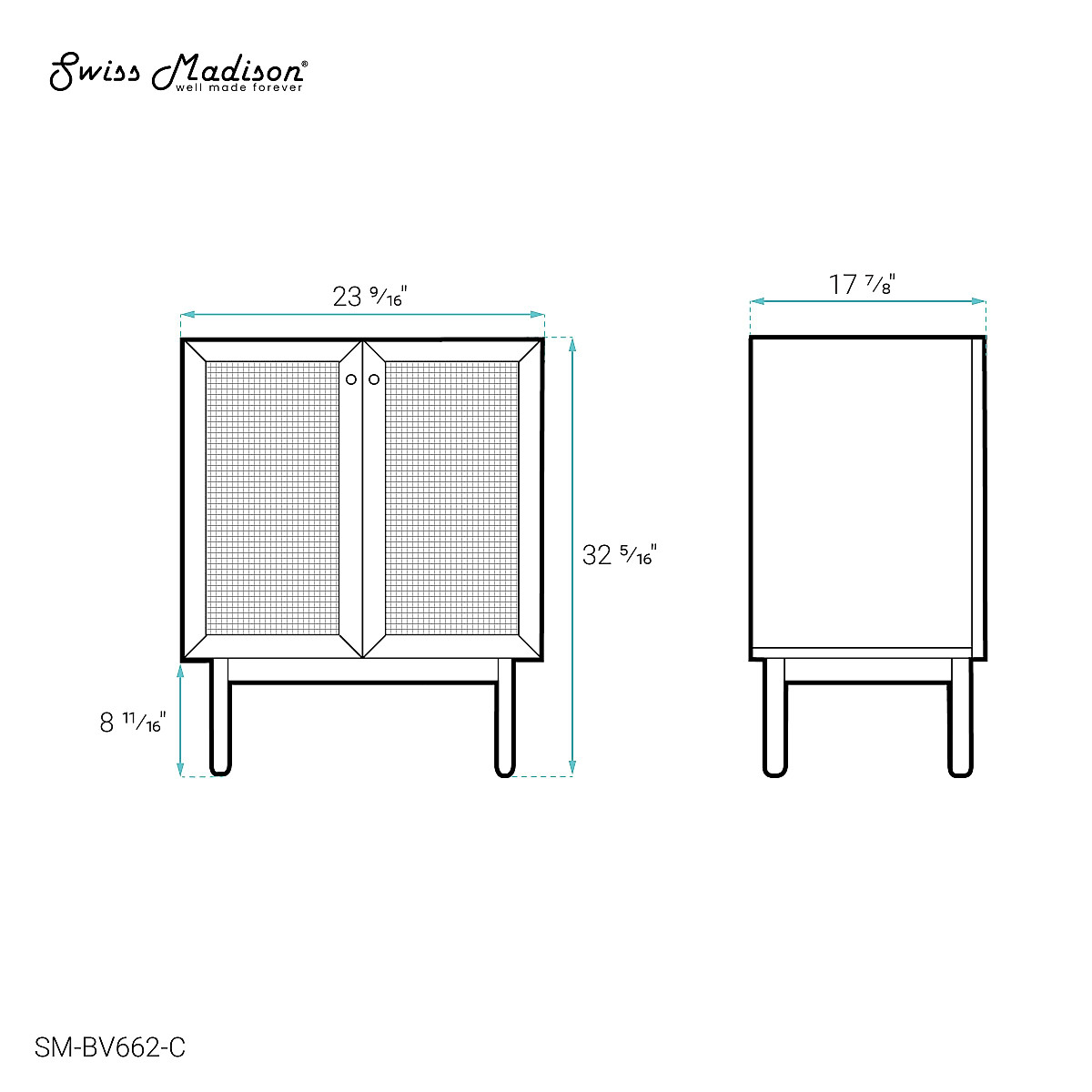 Swiss Madison Classe 24" Bathroom Vanity in Oak Cabinet Only Bath Sink Cabinet Sink Included