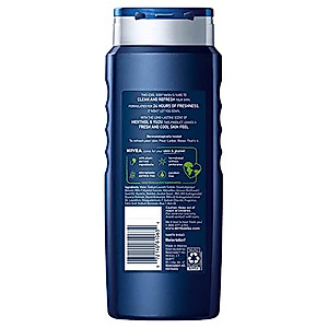 Nivea Men Cool Body Wash with Icy Menthol, Scented Body Wash for Men, Free of Parabens, Phthalates and Microplastic Particles, 3 Pack of 16.9 Fl Oz Bottles