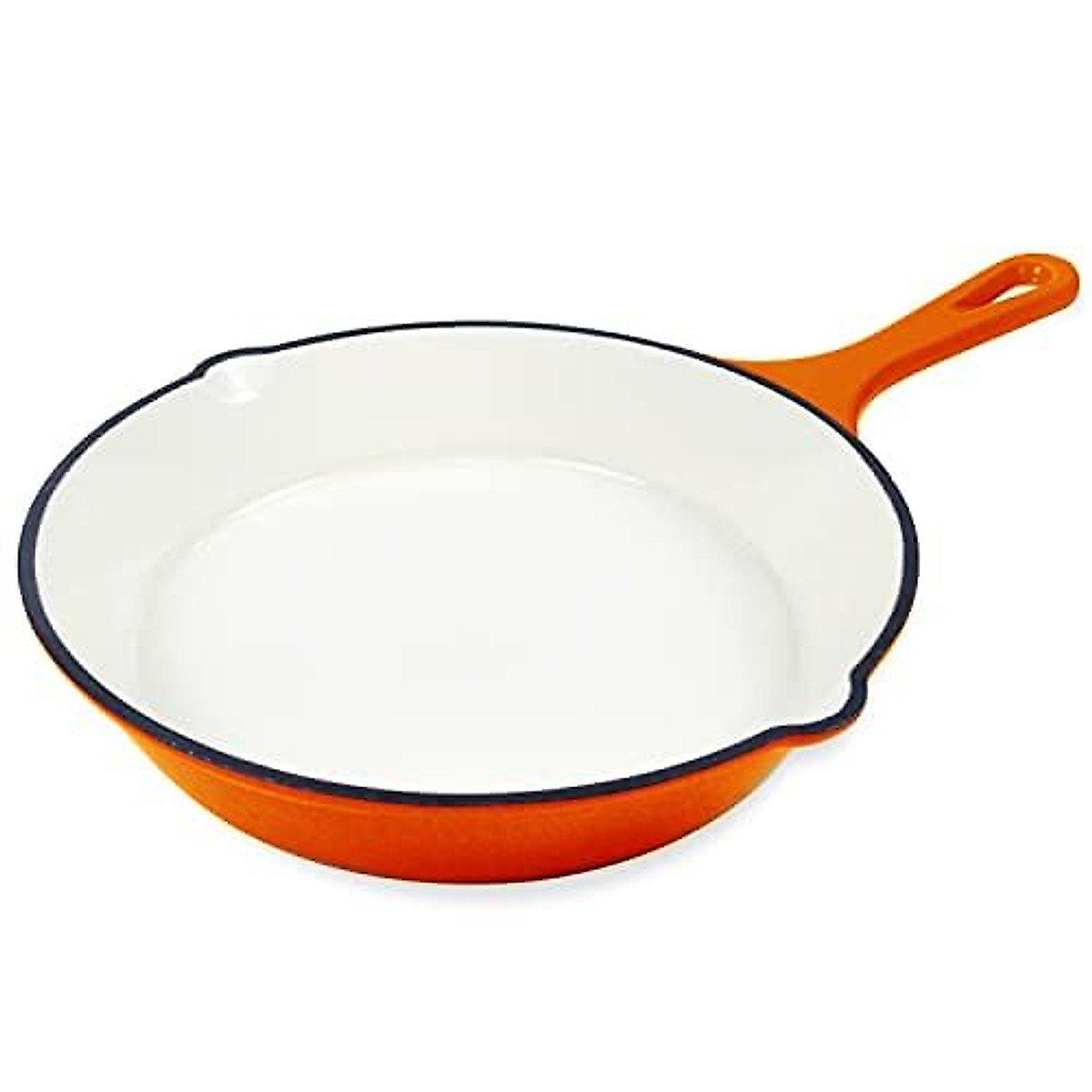 Healthy Choices Enameled Cast Iron Skillet, 8" Set of 6, Professional Cast Iron Pan, Orange & White Enameled Skillet, Oven Safe, Bake Cookies, Sauces, Desserts, BBQ, Dishwasher, Induction, Open Fire