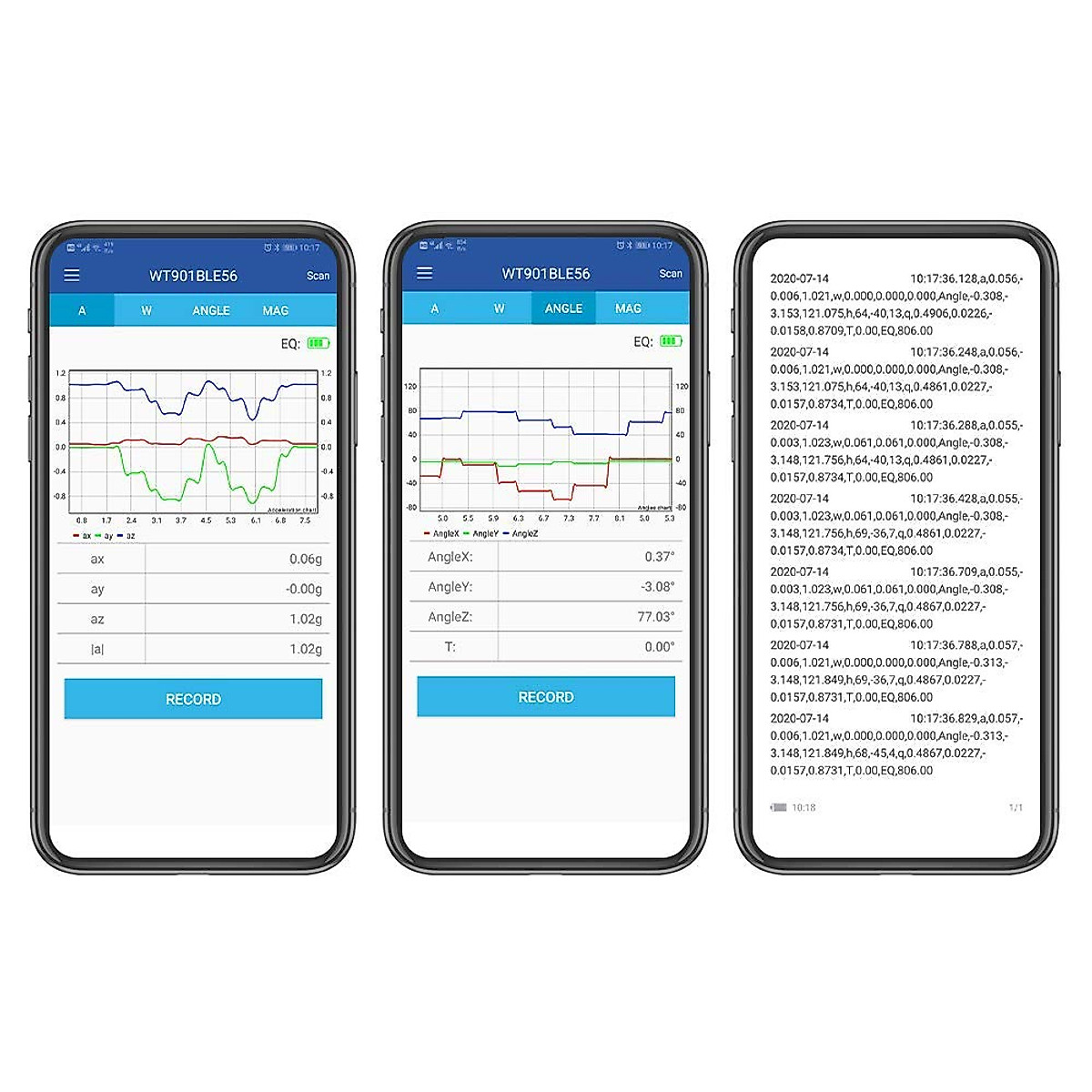 [Bluetooth 5.0 Accelerometer+Inclinometer] WT901BLECL MPU9250 High-Precision 9-axis Gyroscope+Angle(XY 0.2° Accuracy)+Magnetometer Compass with Kalman Filter, Low-Power 3-axis AHRS IMU Tilt Sensor