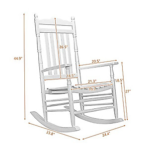 VINGLI 2PCS Wood Rocking Chairs Relaxing Rocker for Deck, Garden, Backyard, Porch, Indoor or Outdoor Use with 350 lbs Weight Capacity, White