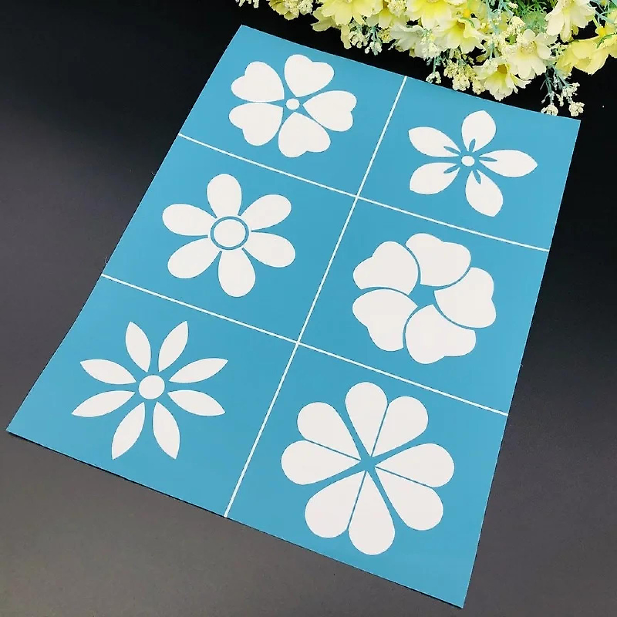 MANGOUSONG Screen Printing Kit,22x28cm Flower Mesh Screen Stencils Self-Adhesive Silk Screen Printing Stencil for Canvas Bag Transfer Print Washable