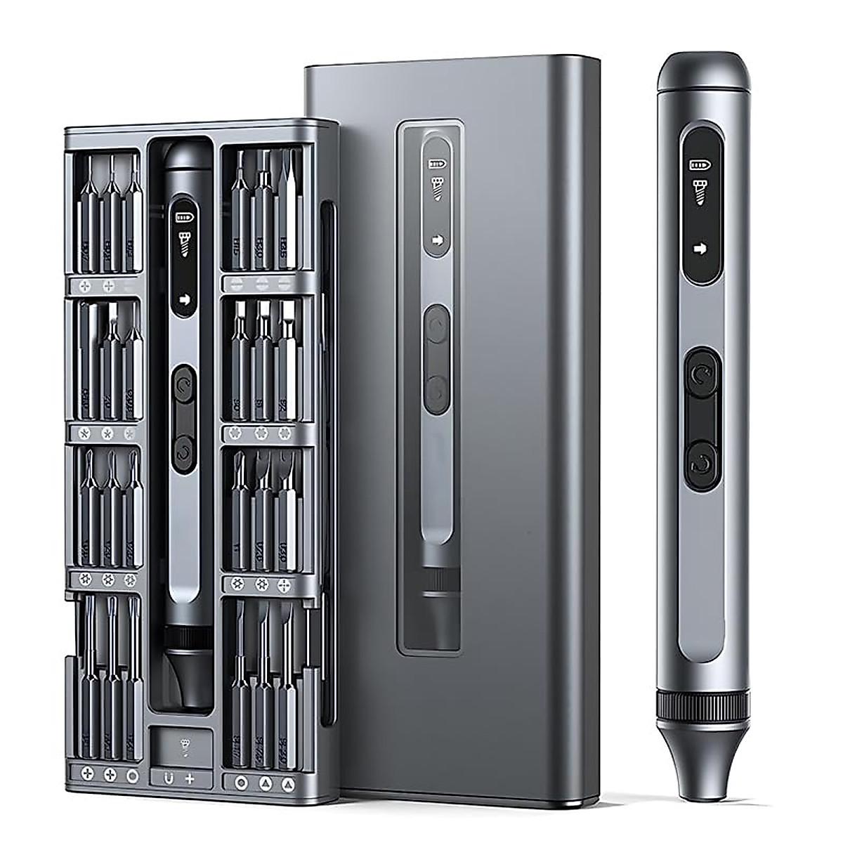 Mini Electric Precision Screwdriver, 50-in-1 Screwdriver Set with 48 Magnetic Drill Bits, Pry Bar, Led and Tweezers, Max 3 N.m, Repair Tool Set for Phone Camera Laptop Watch Glasses Drone Clocks Toy