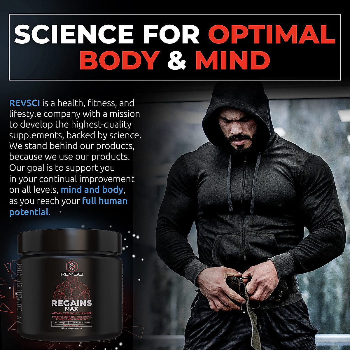 HGH Supplements for Men & Women, REVSCI Regains Max Amino Acids Supplement, Post Workout Recovery Powder, Anabolic Muscle Recovery & Muscle Builder for Men, HGH Human Growth Hormone Booster Supplement