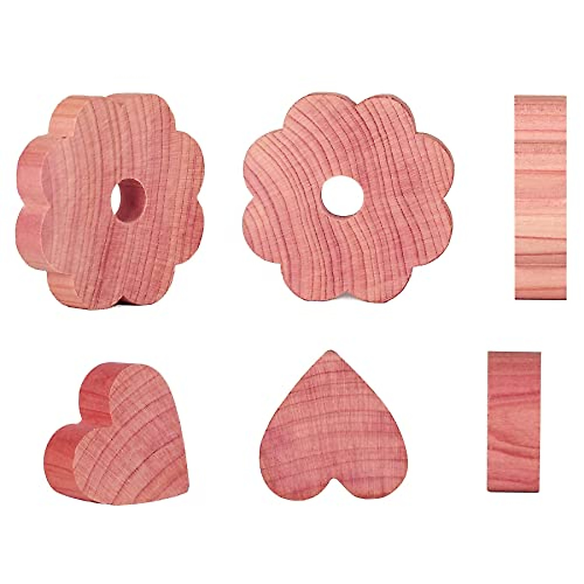 Langxinese 50 Pk, 2" Cedar Rings for Hangers, 1" Cedar Loves for Closets, Cedar Blocks for Clothes Storage, Closet Freshener, Aromatic Red Ceder, Cedar Flower Shape Rings