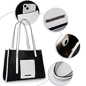 Montana West Satchel Handbags for Women Vegan Leather Two-toned Tote Purses Top-Handle Shoulder Bags AR-MWC-125BK, Black