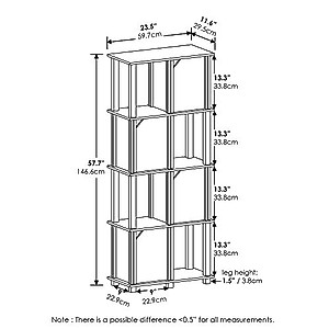 Furinno Brahms Storage Shelf, 5-Tier, Black Oak/Black