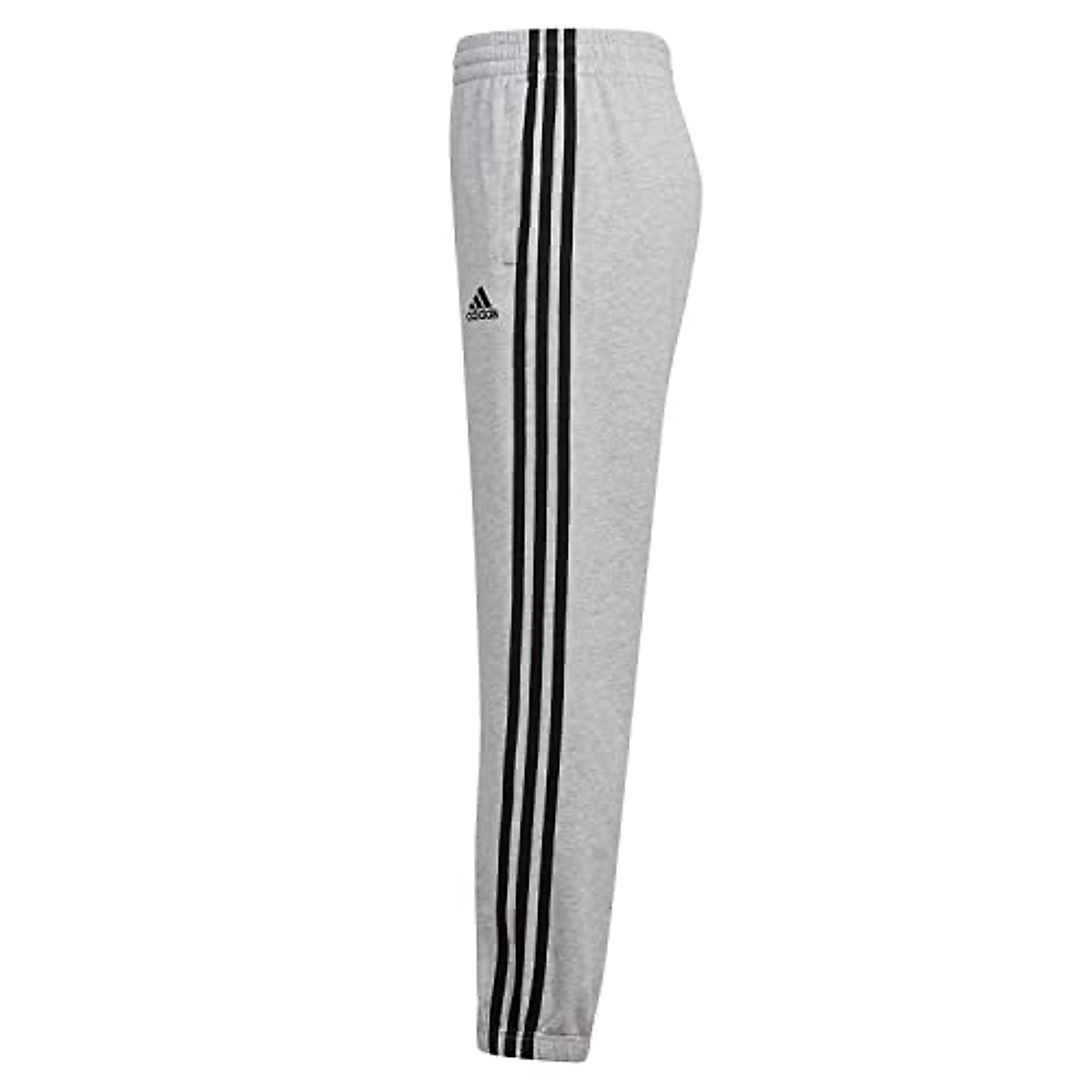 adidas Boys' Big Elastic Waistband Essentials French Terry 3-Stripe Jogger, Medium Grey Heather, S(8)