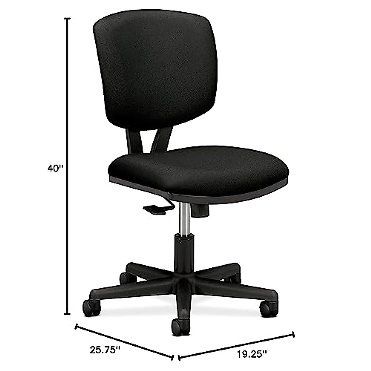 HON H5703.GA10.T Volt Task Chair - Armless Office Chair for Computer Desk, Black Fabric (H5703 )