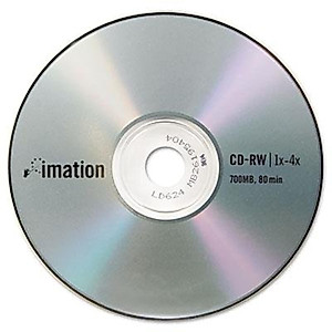 Imation IMN40955 CD Rewritable Media, CD-RW, 4X, 700 MB, 10 Pack Slim Jewel Case, Retail