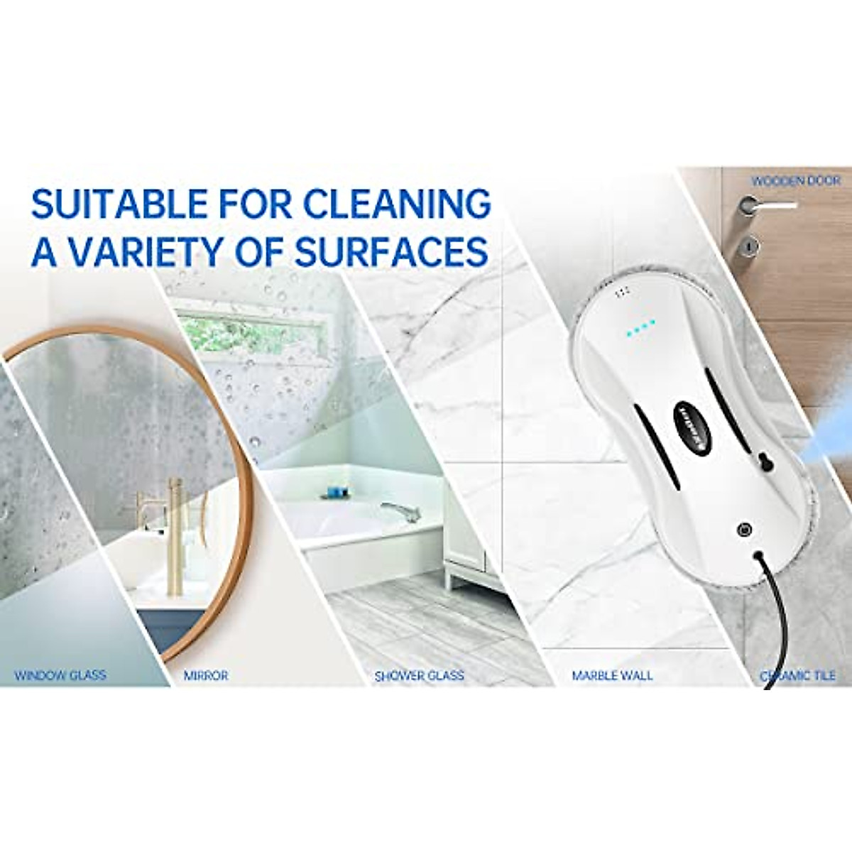 AlfaBot Window Cleaner Robot, X7 Smart Window Vacuum Cleaner with Automatic Water Spray, Glass Cleaning Robot for Interior/Exterior Highrise Windows