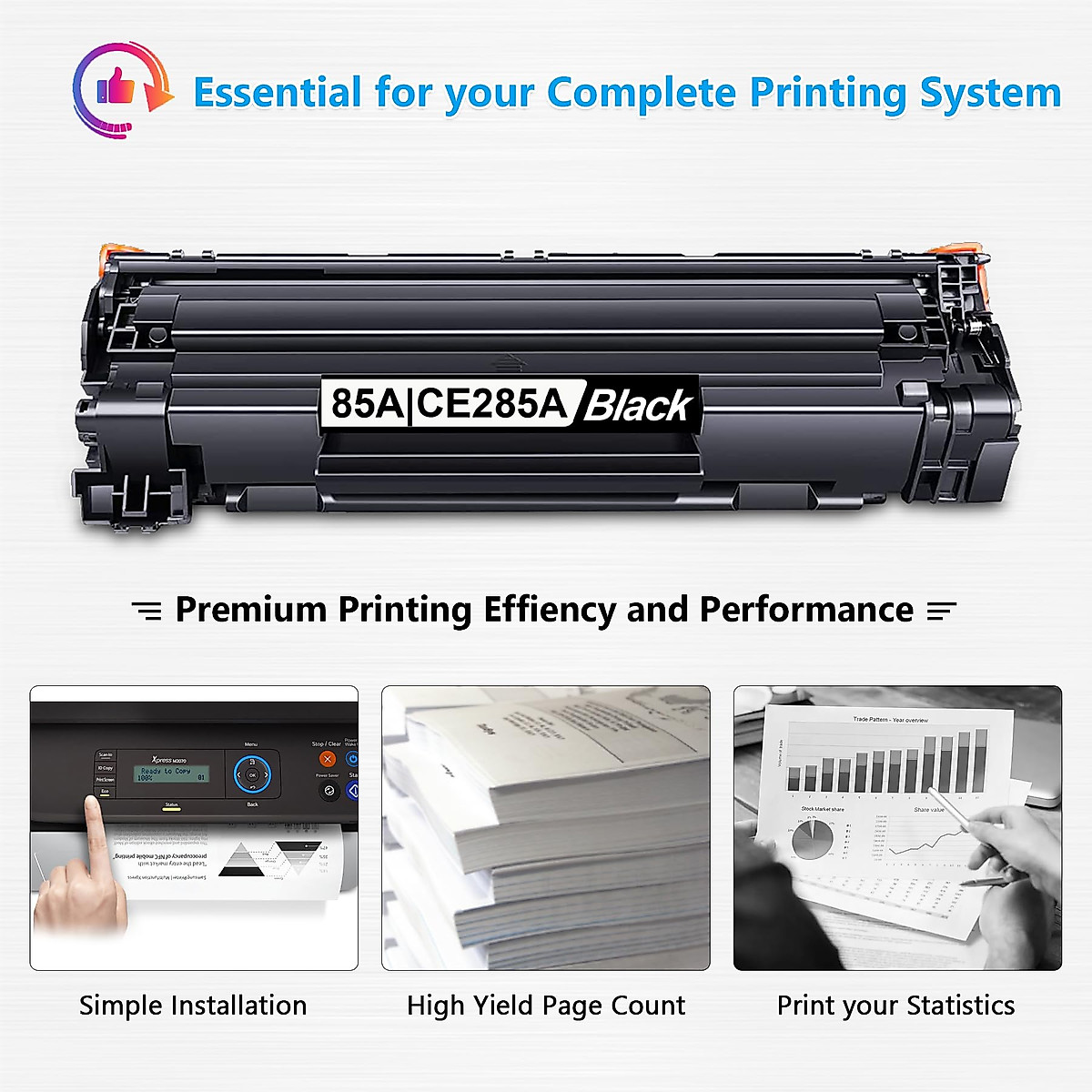 85A Black Toner Cartridge with Chip (2-Pack) | Replacement for HP85A Works with Pro M1212nf M1217nfw M1214nfh M1216nfh M1219nf MFP; Pro P1102w P1109w P1005 P1006 M1132 Printer | CE285D, 85A Toner 2PK