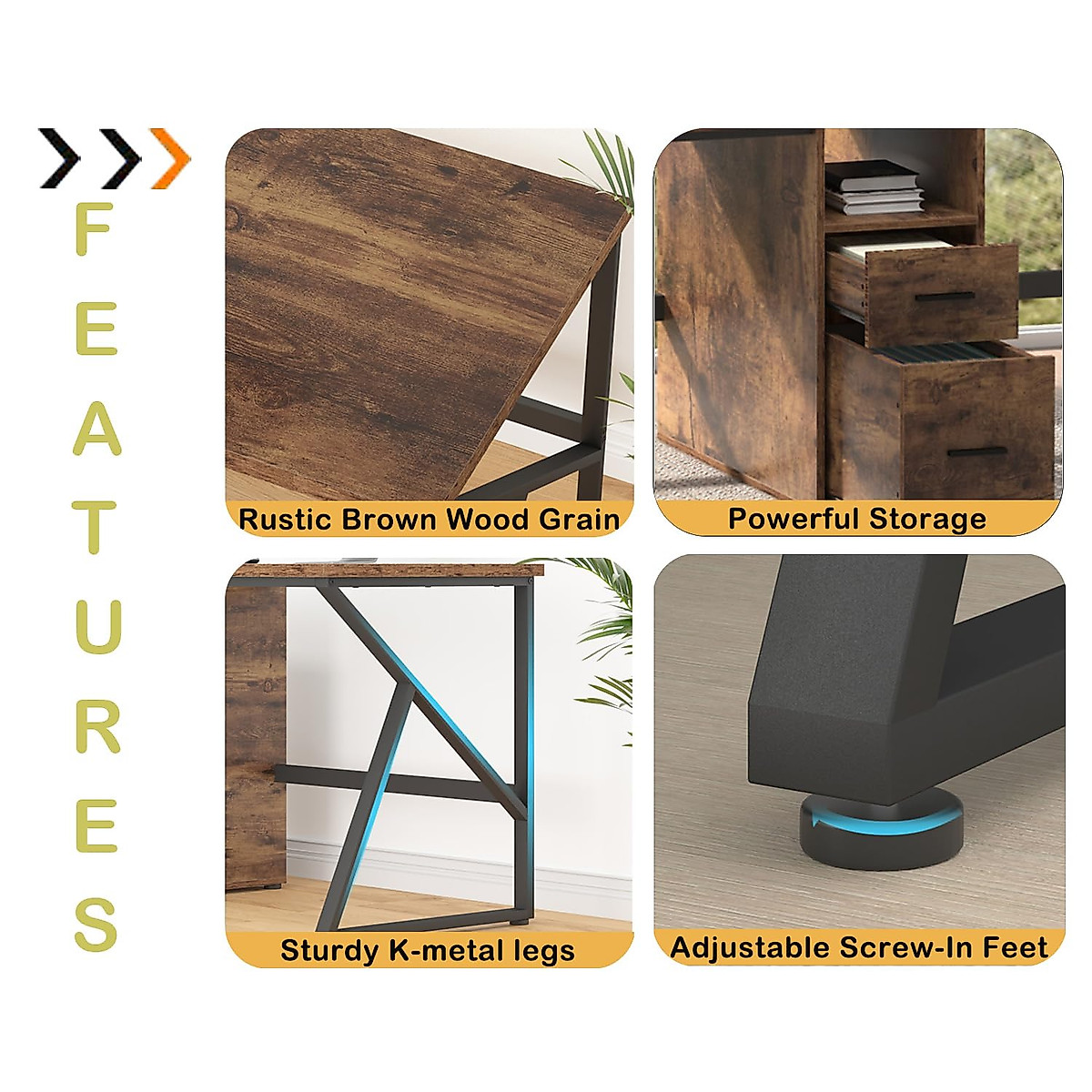 IBF 79" Two Person Office Desk,Large Double Long Pc Desk with File Drawer, 2 Person Computer Desk with Storage Cabinet Shelf, Industrial Wood Modern Work Dual Computer Table for Home, Rustic Brown