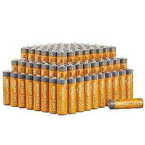 Amazon Basics 100 Pack AA High-Performance Alkaline Batteries, 10-Year Shelf Life, Easy to Open Value Pack & 12 Pack C Cell All-Purpose Alkaline Batteries, 5-Year Shelf Life, Easy to Open Value Pack