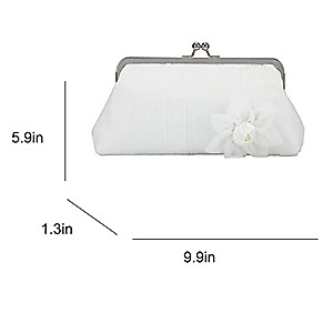 Fawziya Clutches Formal Handbag For Women Evening Satin Purse-White