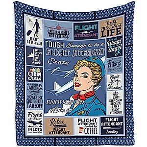 Mubpean Flight Attendant Gifts Blanket - Gifts for Flight Attendants - Birthday Gift Ideas for Stewardess - Aviation Gifts - Aviation Flight School Training Graduation Throw Blankets 60"x 50"