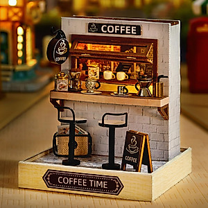 Lannso DIY Dollhouse Miniature Kit, Doll House Kit with Dust Proof Cover, Mini Handmade Wooden Dollhouse Toys for Adult Gift(QT48)