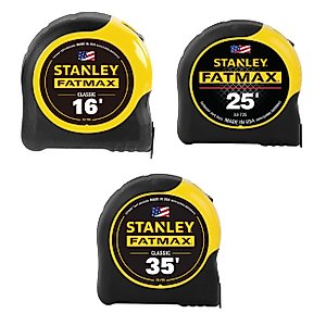 Stanley Tool Stanley 33-716-33-725-33-735 16ft., 25ft. and 35ft. Fatmax Classic Tape Measure Value Pack, Yellow/Black (33-162535)