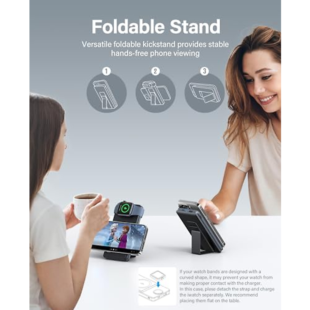 LATIMERIA Magnetic Wireless Power Bank, 10000mAh Portable Charger, 2 in 1 Mag-Safe Battery Pack with Kickstand, Only Compatible with iPhone 15/14/13/12 Series, Apple Watch Ultra/8/7/6/SE/5/4/3/2/1