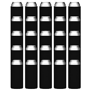 TahoeBay Slim Can Cooler Sleeves (25-Pack) Insulated Polyfoam, Bulk Scuba Knit Polyester Fabric Drink Insulators for 12oz Tall Skinny Beverage - Blank Design (Black)
